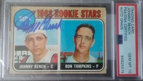 Johnny Bench Signed Rookie Card - 1968 Topps #247 Rookie Card - (PSA ...