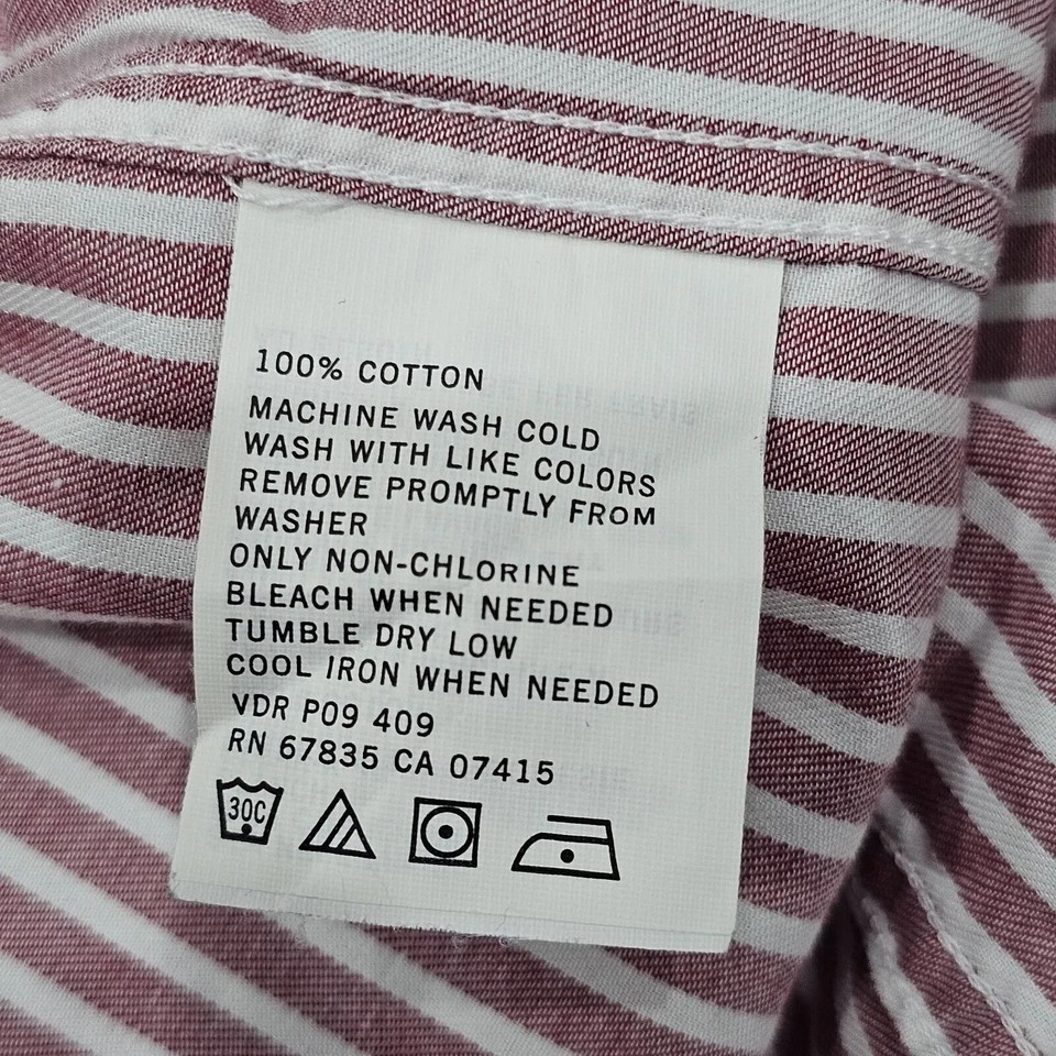 Nautica Shirt Button Up Long Sleeve M Red White Stripe Preppy Casual ...