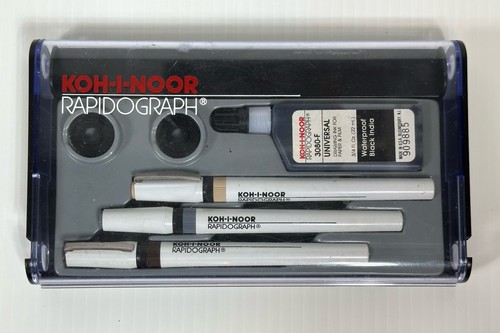 KOH I NOOR RAPIDOGRAPH 3165 6 Pieces Set 3080 F Waterproof Black India ...
