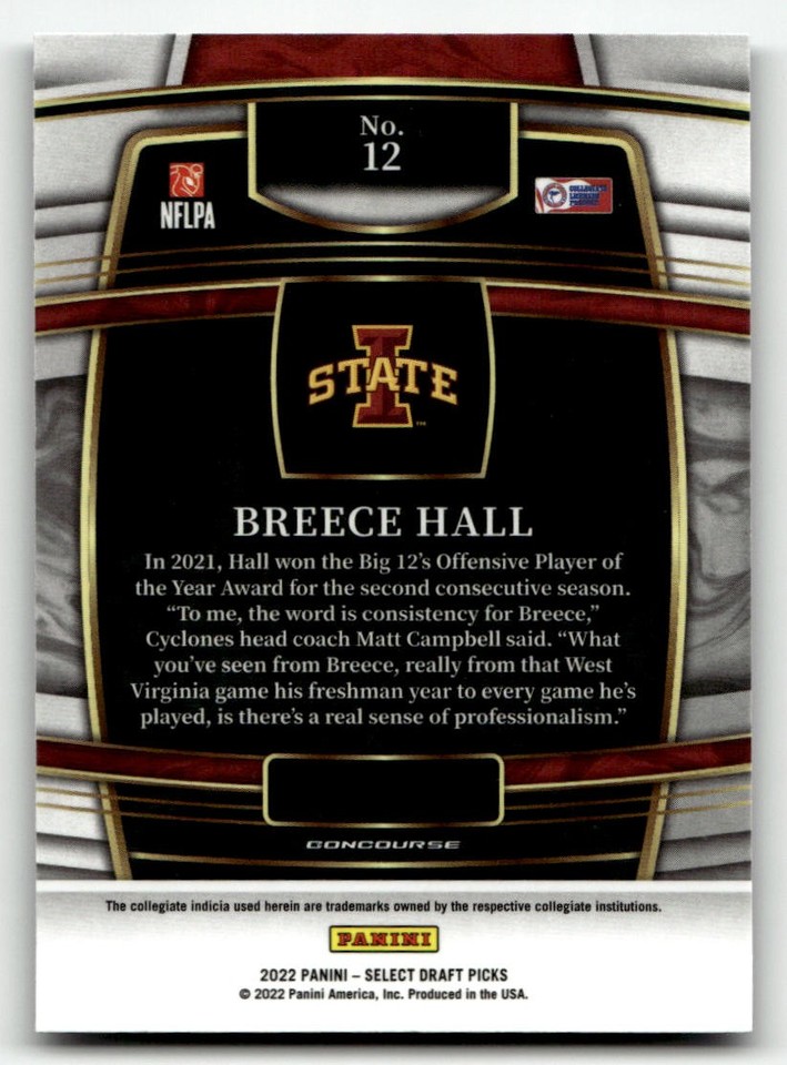 2022 Panini Select Draft Picks #12 Breece Hall RC | eBay