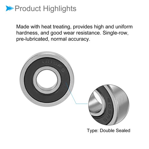 2pcs Deep Groove Ball Bearing 609-2RS Model 9mm ID 24mm OD 7mm Thick ...