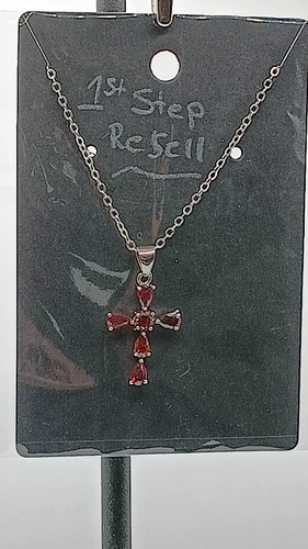 17 in Sterling Silver Chain with Teardrop Madeira Citrine Cross Pendant ...