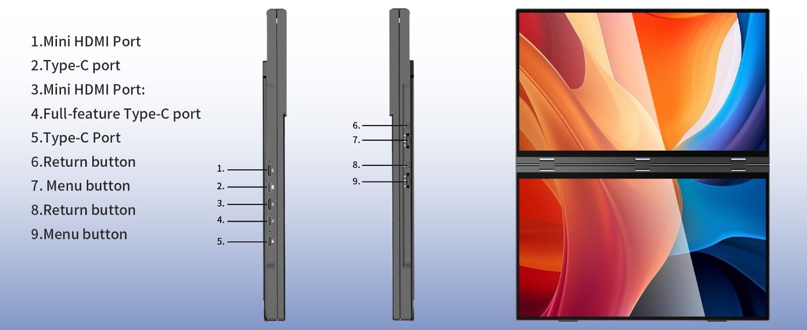 18.5" 120Hz Dual Touch Screen Portable Monitor 1080P For Xbox PS Gaming ...