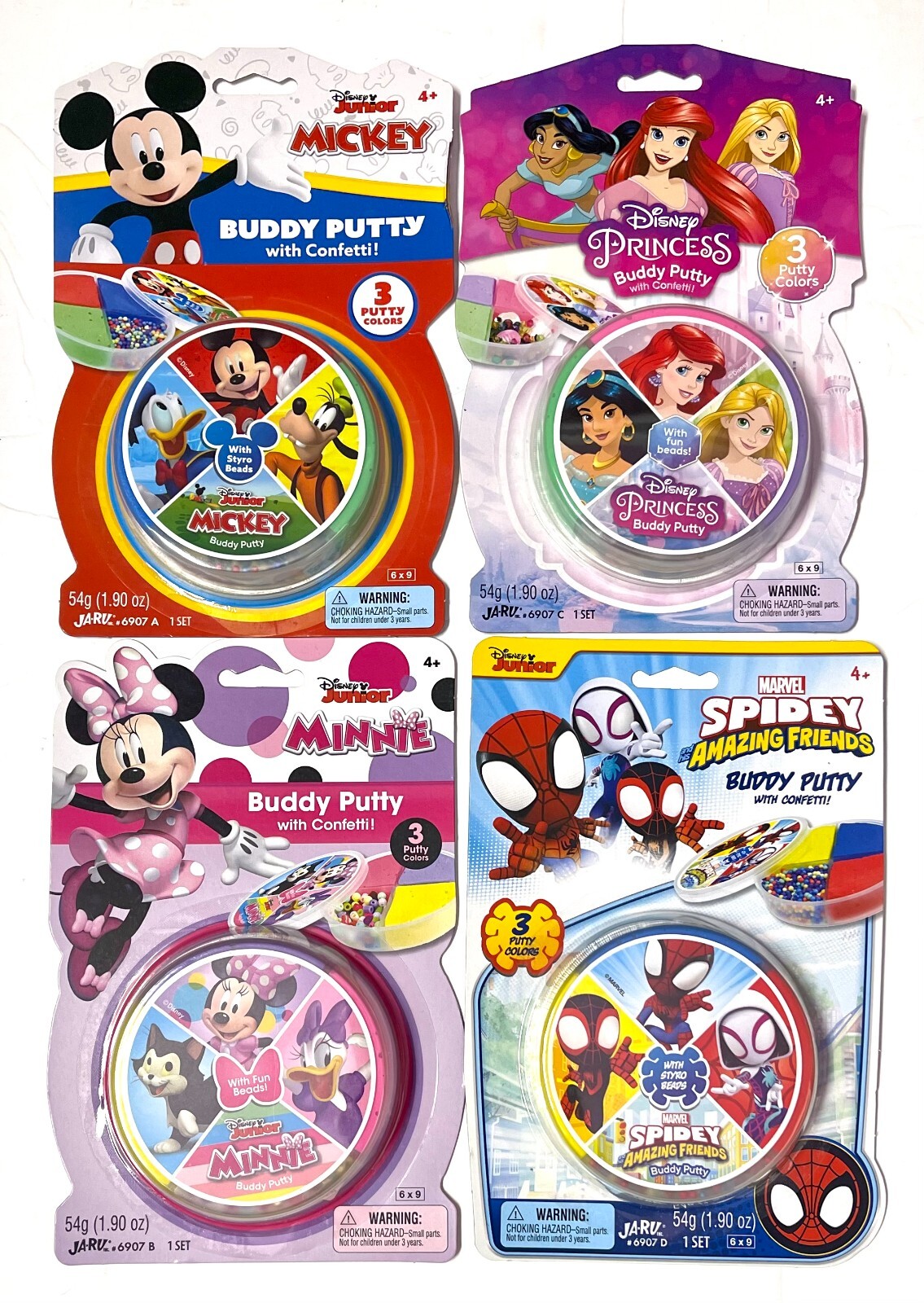 4 Pc Disney Mickey and Minnie Buddy Putty Set with Confetti 6"x9" 3 ...
