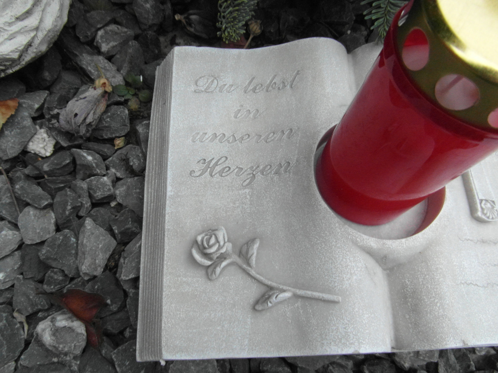 Grabbuch Gedenkbuch Buch Antik Deko Spruch Grabdekoration Grabstein ...