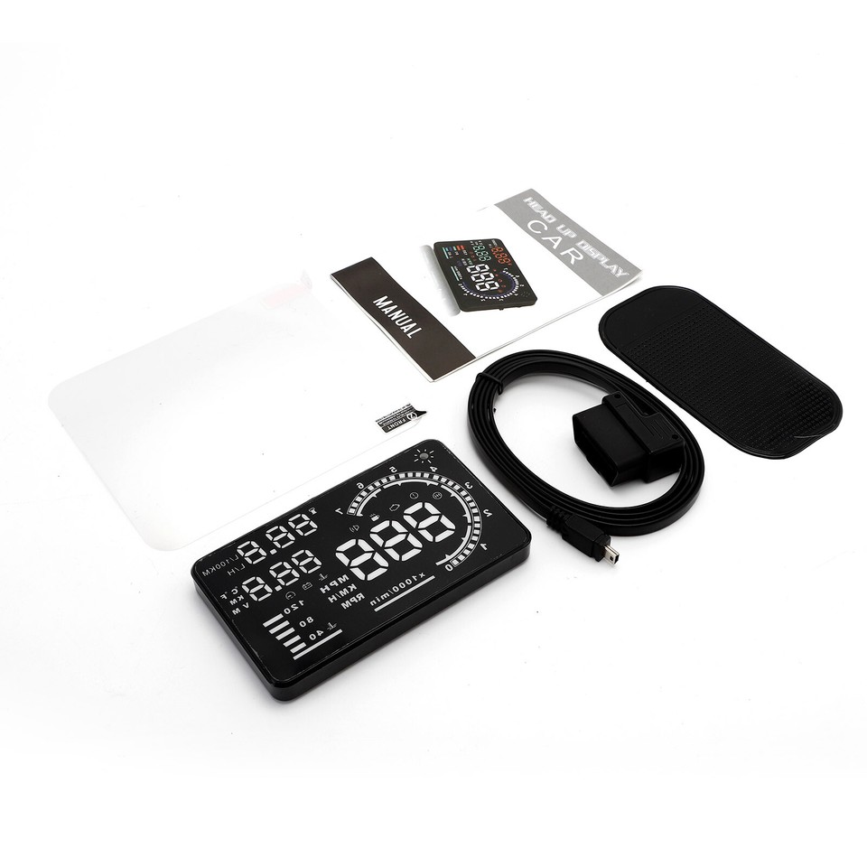 OBD II Car HUD Head Up Display 5.5' Dash Screen Digital Speedometer ...