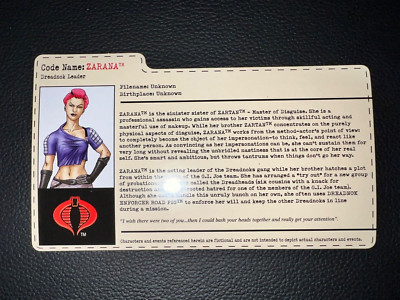 2004 GI Joe Club Con Convention Exclusive Dreadnok Zarana File Card ...