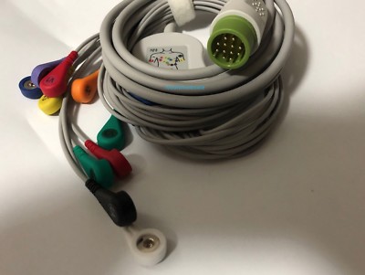 2pcs Physio Control Lifepak ECG EKG Cable 10Leads Snap Compatible ...