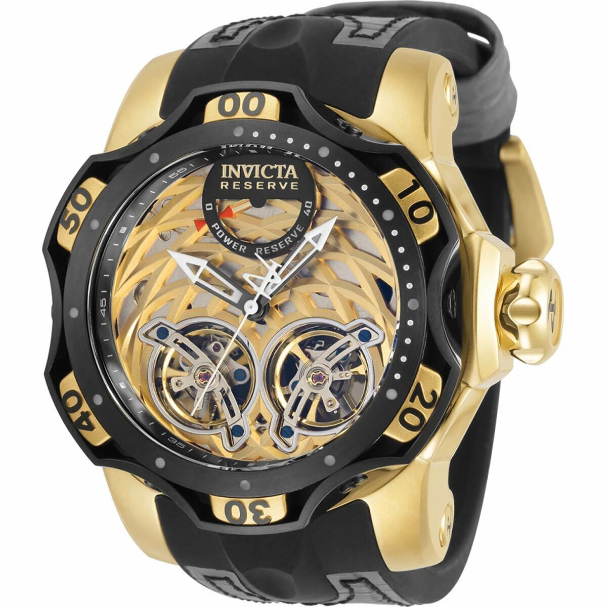 Invicta 34472 Reserve 53mm Stainless Steel Black and Gold Case with ...