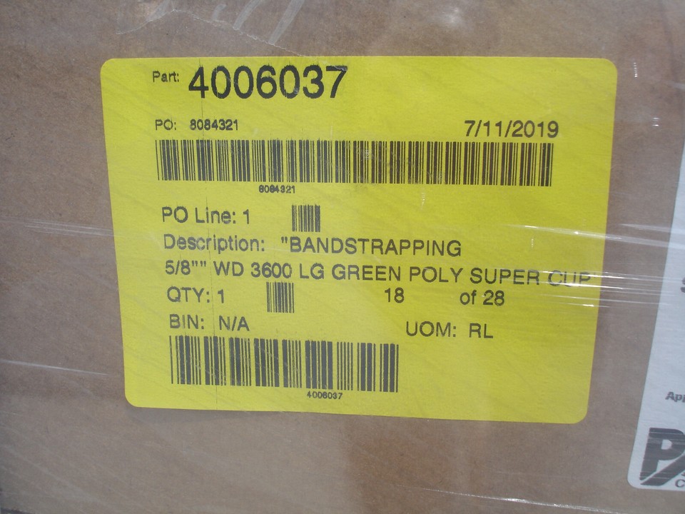 Polychem Green Polyester Hand Grade Strapping 3600’ 5/8” x .030 ...