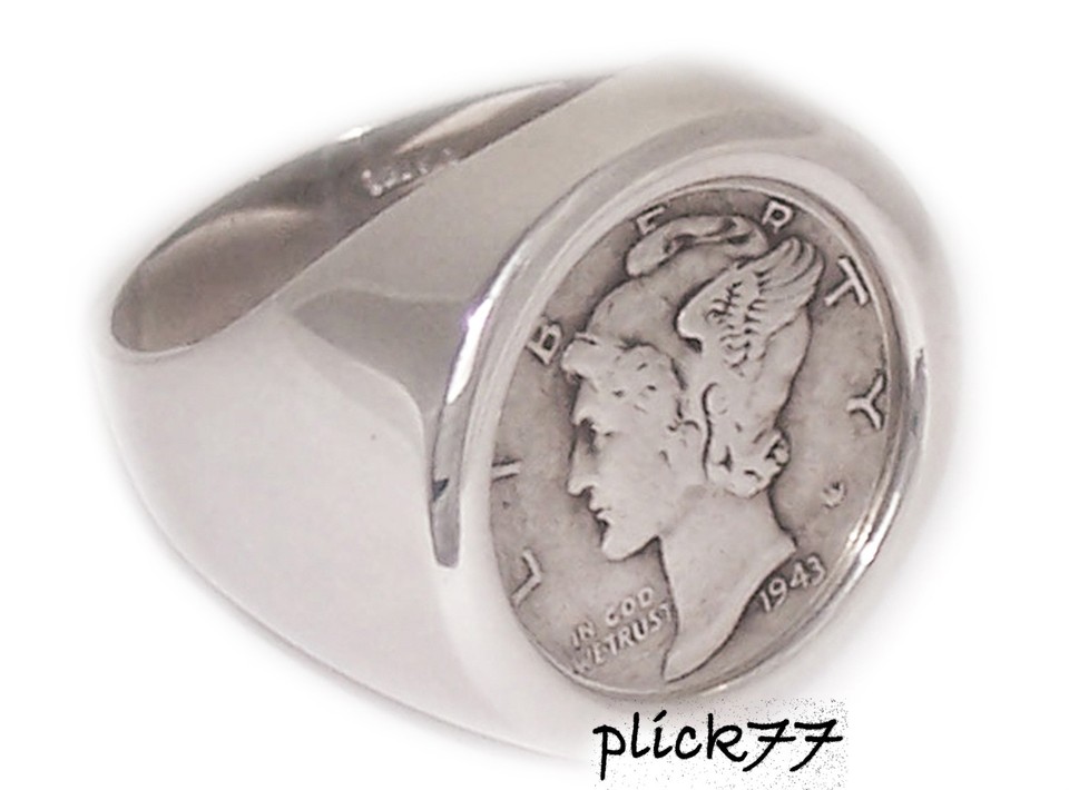 Mens Mercury Dime Coin Ring Sterling Silver Smooth High Polished | eBay