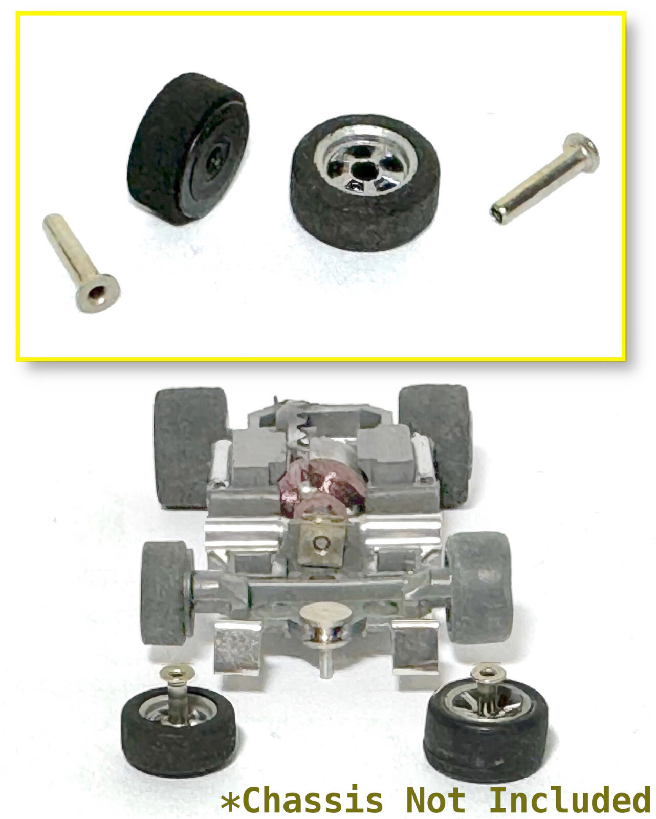 6pc 1980 Aurora G+Plus HO Slot Car LOWER PROFILE Front Wheel+Tire Hop ...