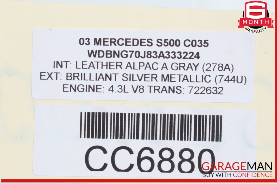 03-06 Mercedes W220 S430 4.3L V8 M113 Complete Engine Motor Block Assy ...