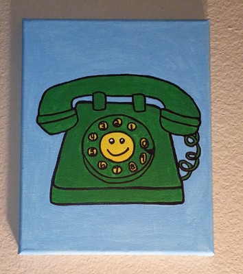 Handpainted Old Fashioned Telephone Original Acrylic Painting On Canvas ...