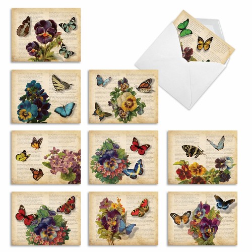 10 Boxed Note Cards with Flowers - Blank Assorted Floral Notecards Bulk ...