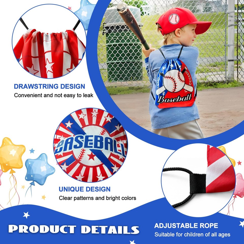 110Pcs Baseball Party Favors Drawstring Bags Baseball Goodie Bag with ...