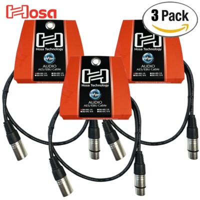 3-PACK Hosa 3FT EBU-003 XLR Female To XLR Male AES/EBU Cable | eBay