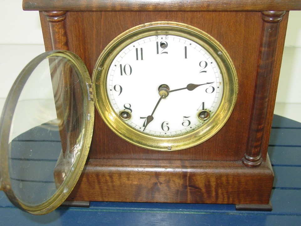 Antique Lovely Sessions Clock Co. Wooden Wind Up Pendulum Clock with ...