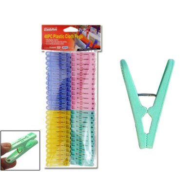 48 Pcs Plastic Laundry Clothes Pins Colors Hanging Drying Long Pegs ...