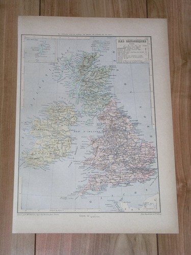 1887 ANTIQUE MAP OF GREAT BRITAIN UNITED KINGDOM ENGLAND SCOTLAND ...