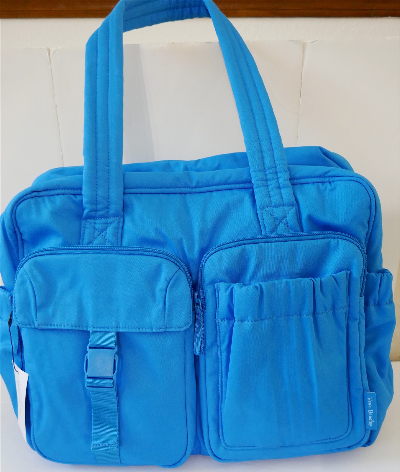 NWT Vera Bradley Cotton Utility Overnight Bag Blue Aster Oversize ...