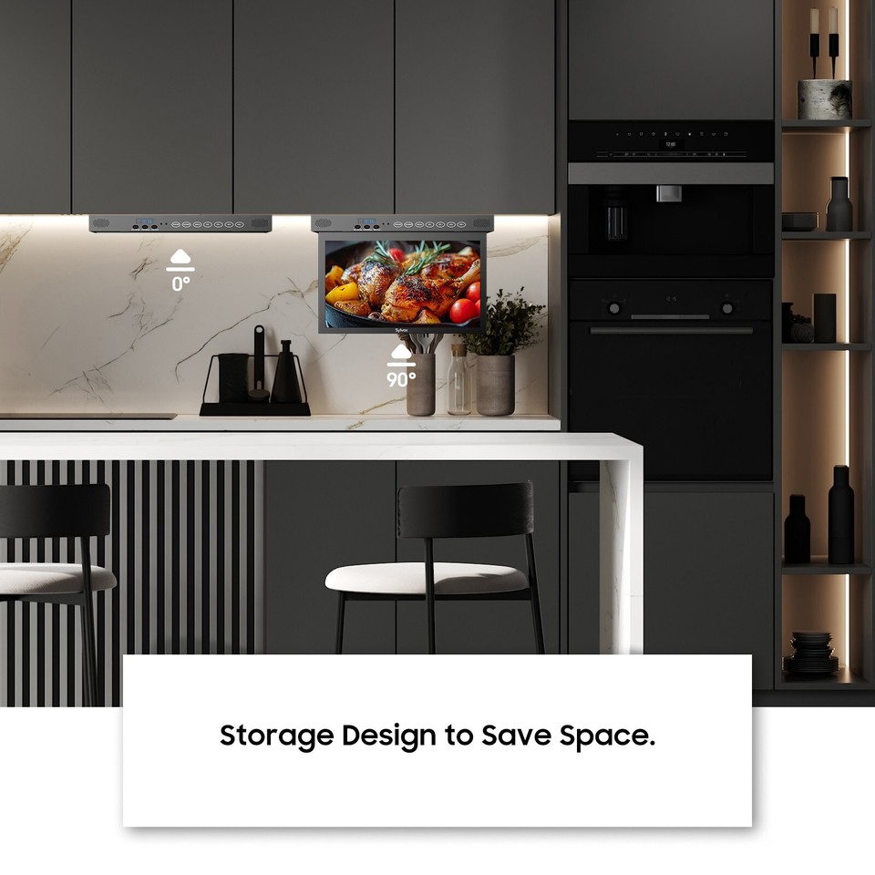 Sylvox 15.6 inch Under Cabinet TV 1080P Kitchen TV Built-in App Smart ...