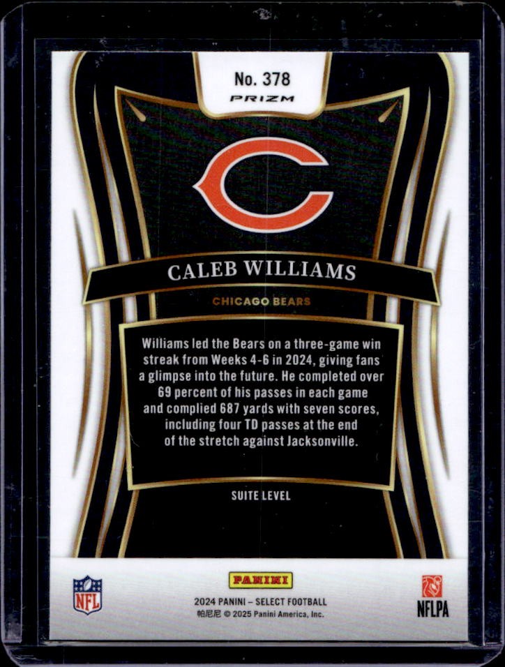 2024 Select Caleb Williams Suite RC Silver Prizm Rookie #378 Bears | eBay