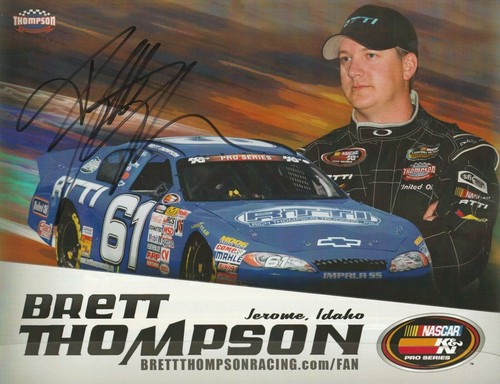 BRETT THOMPSON Signed 8X10 Autographed HERO CARD NASCAR Racing ...