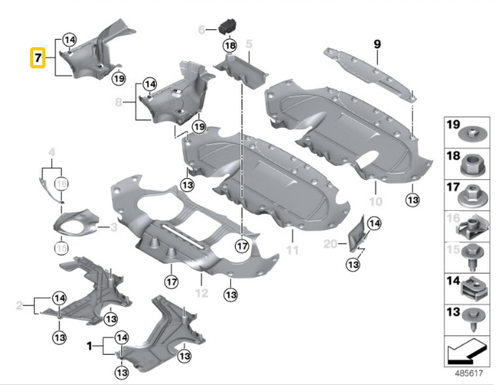 OEM GENUINE BMW 5 SERIES G30 G31 REAR RIGHT UNDERBODY PANELLING ...