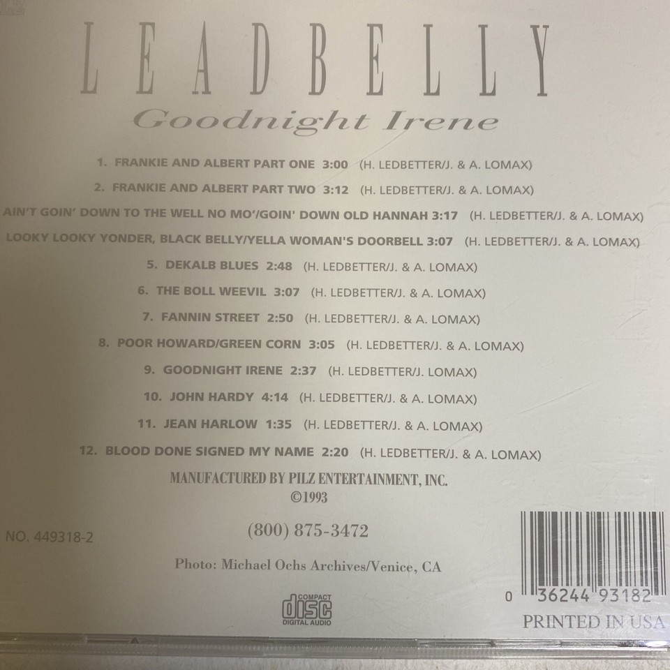 Leadbelly- Goodnight Irene Remastered BLUES Golden Legends Series CD ...
