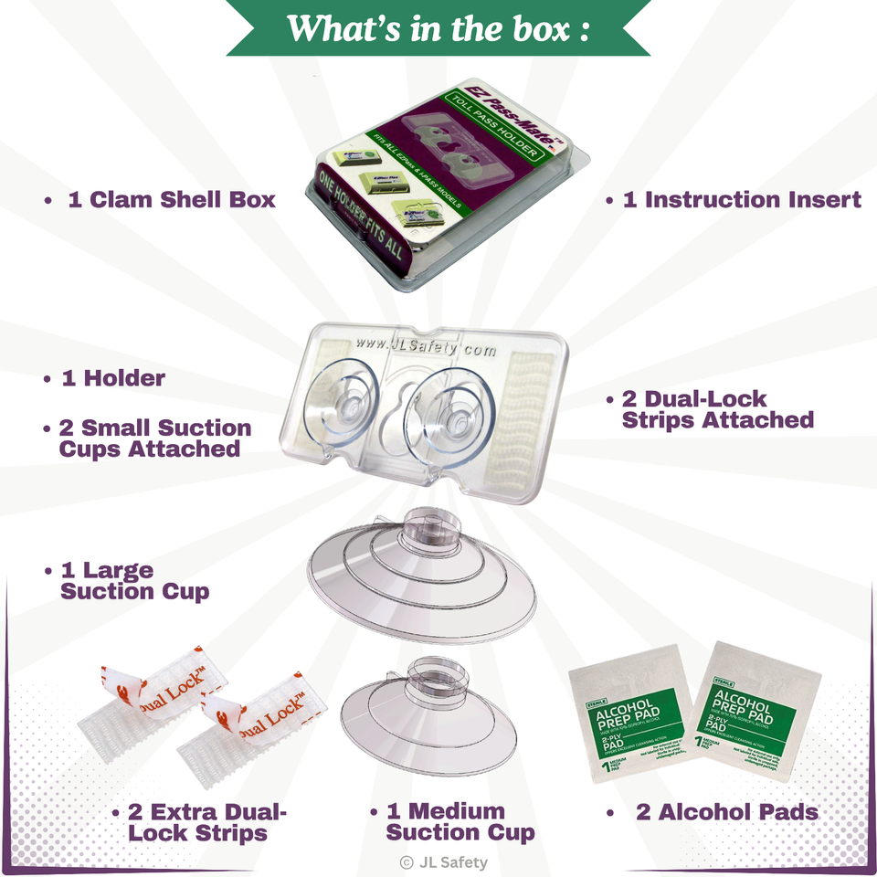 Universal FasTrak Toll Tag Holder. Clear, Fits ALL FasTrak Models. Made ...