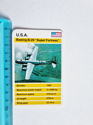 Boeing B-29 Super Fortress USA 1942 Card Airplane World War 2 Rare ...