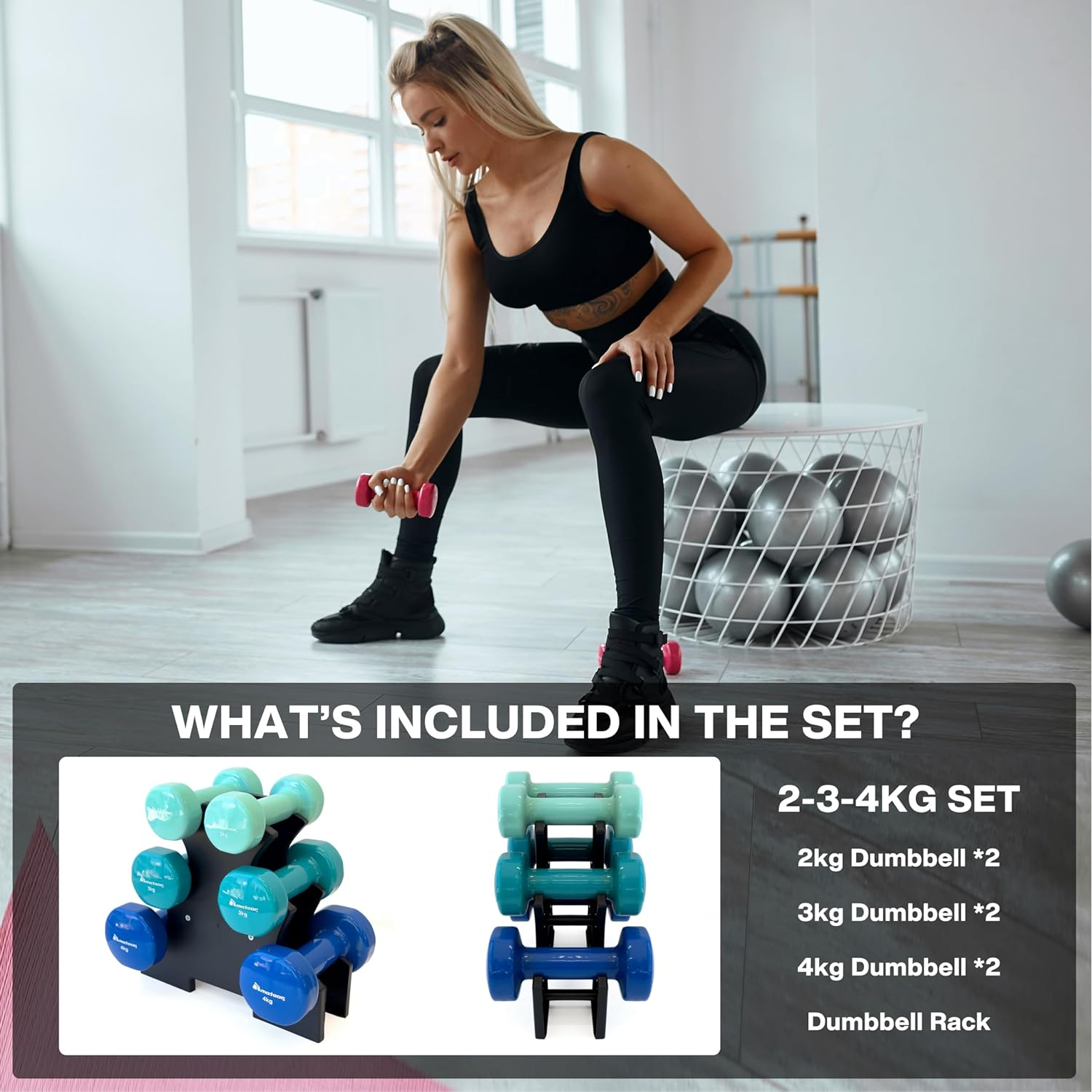 METEOR Dumbbells Anti-Slip Vinyl Dumbbell Soft Touch Gel Grip Hand ...