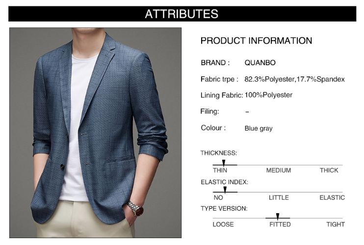 Lightweight Breathable Men Blazer New Men's Business Casual Plaid Suit ...