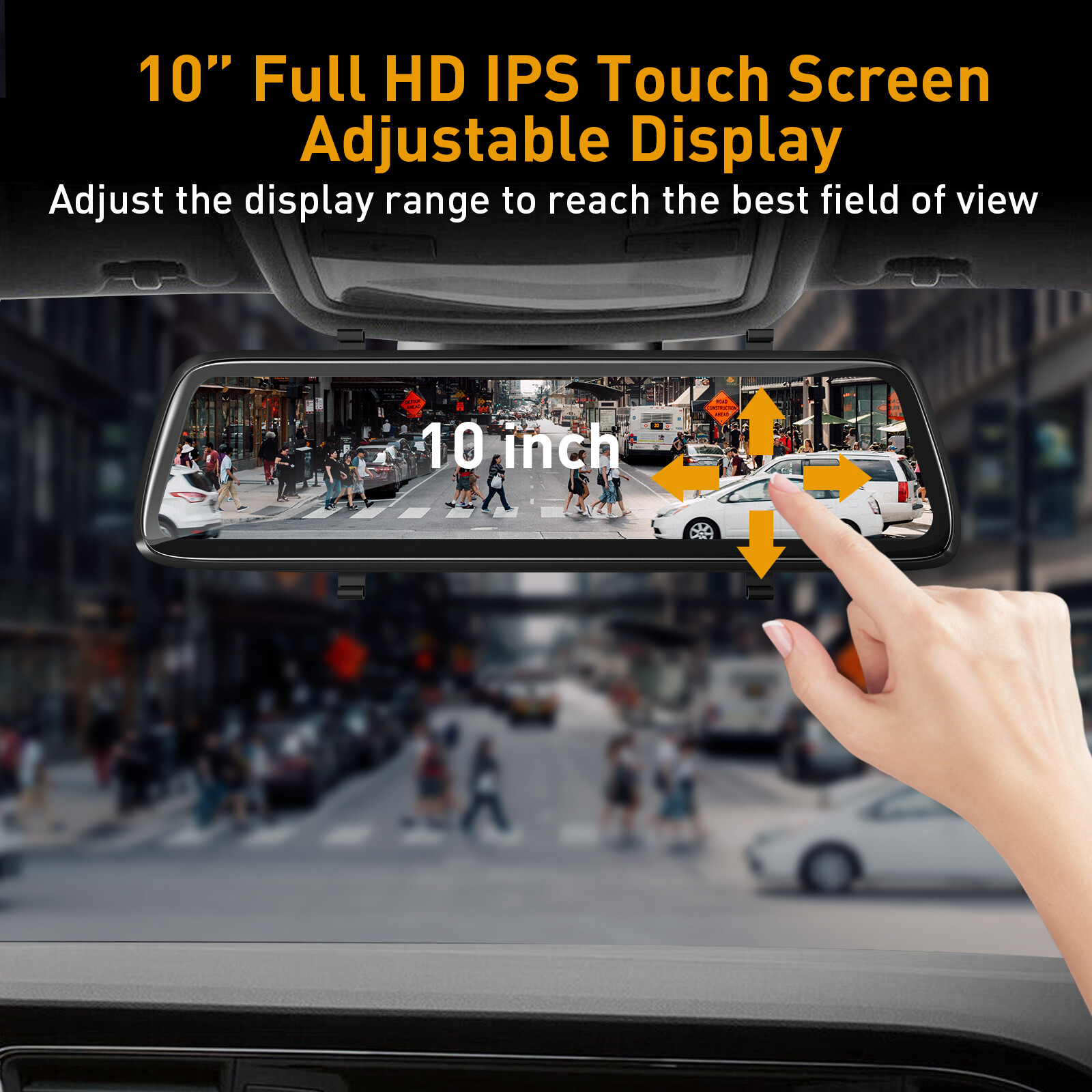 10" Full Touch HD 1080P Car Dual Lens DVR Rear View Mirror Video Dash ...