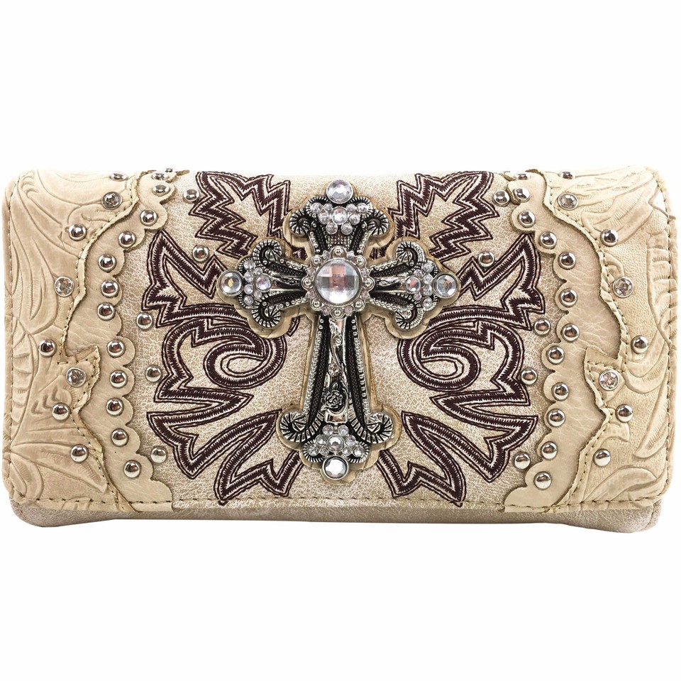 Justin West Classic Floral Geometric Embroidery Cross Conceal Carry ...
