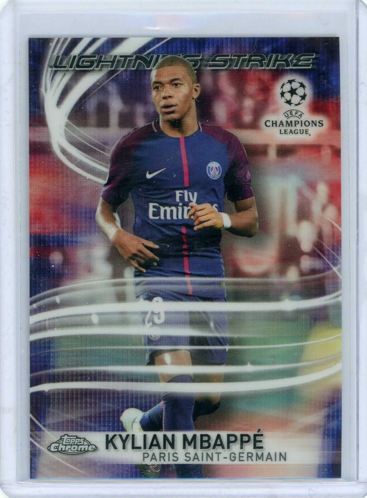 2017-18 Topps Chrome UEFA Kylian Mbappe Lightning Strike Rookie ...