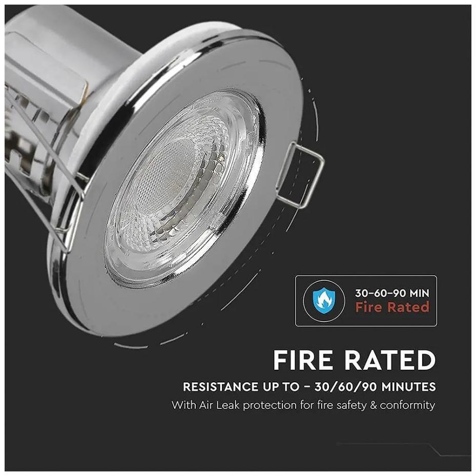 5W LED Fire Rated Spotlight Fitting, 6400K, Chrome - VT-885-C 8180 ...