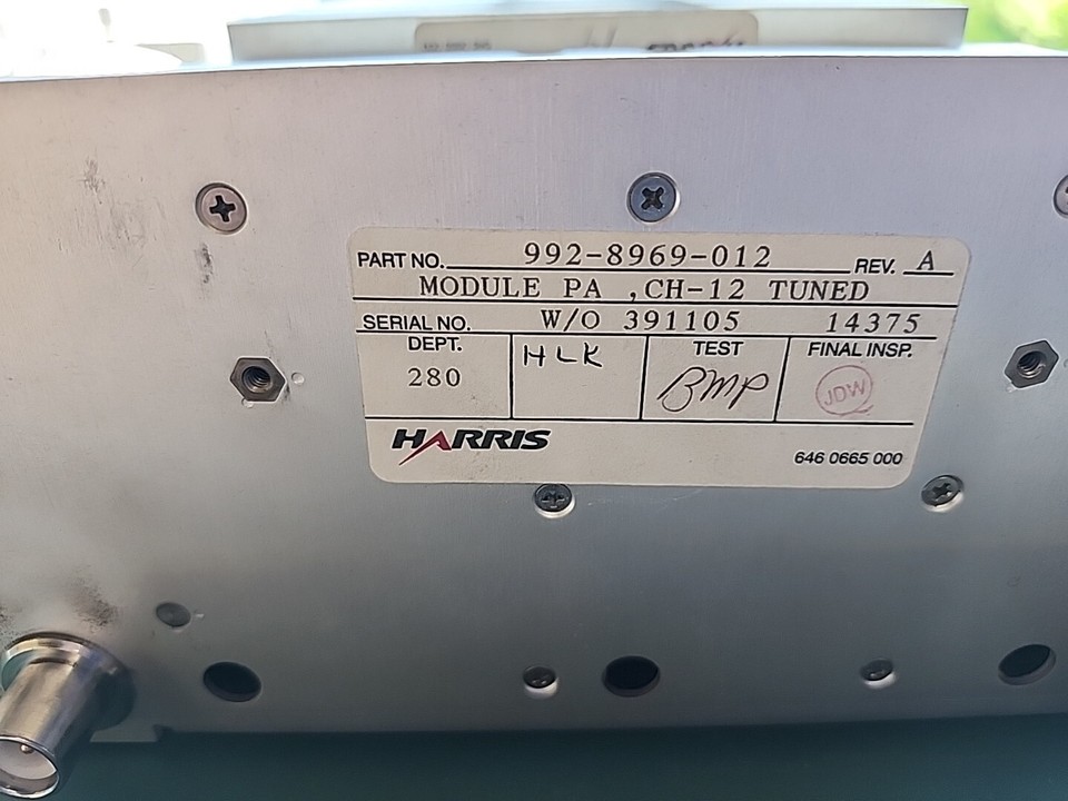 Amplifier Module, VHF TV Transmitter (Harris Platinum) TUNED CH 12 or ...
