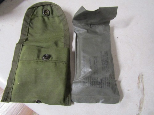 VINTAGE US MILITARY OD GREEN FIRST AID POUCH WITH PACKET INSIDE W/O ...