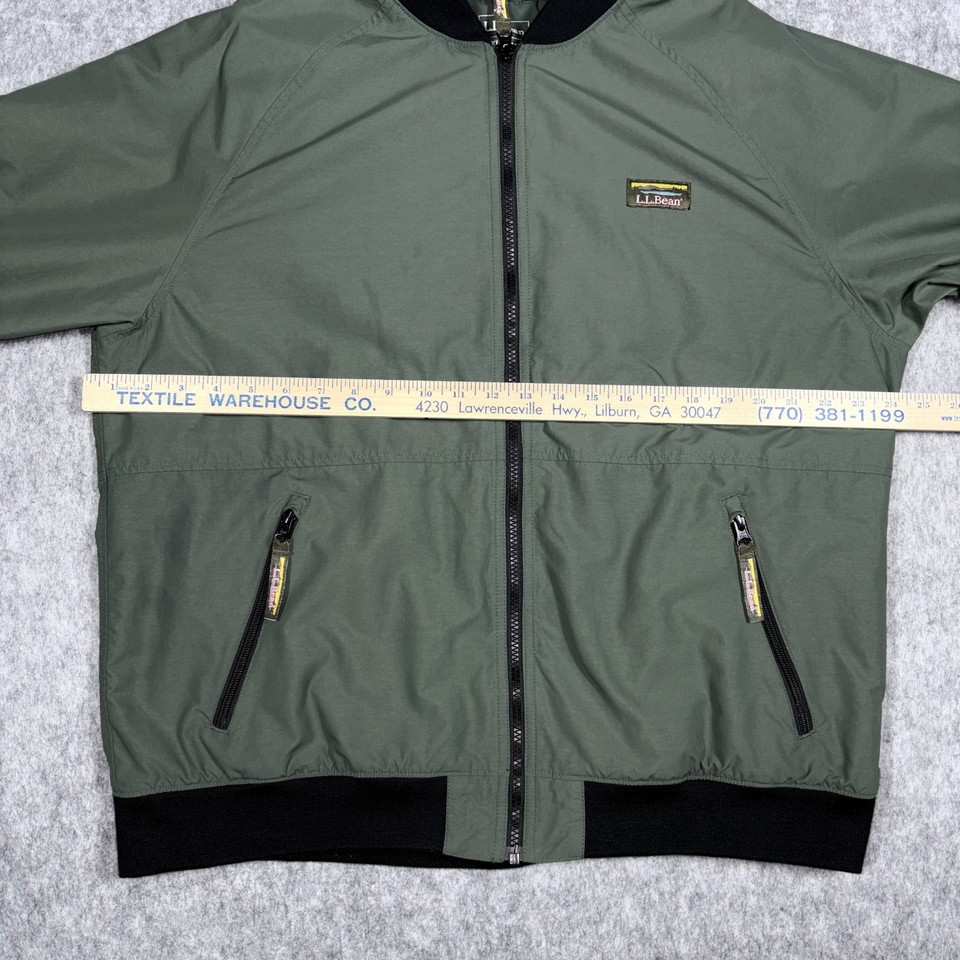 LL Bean Bomber Jacket Mens XL Reg Olive Green Fleece Lined Full Zip ...
