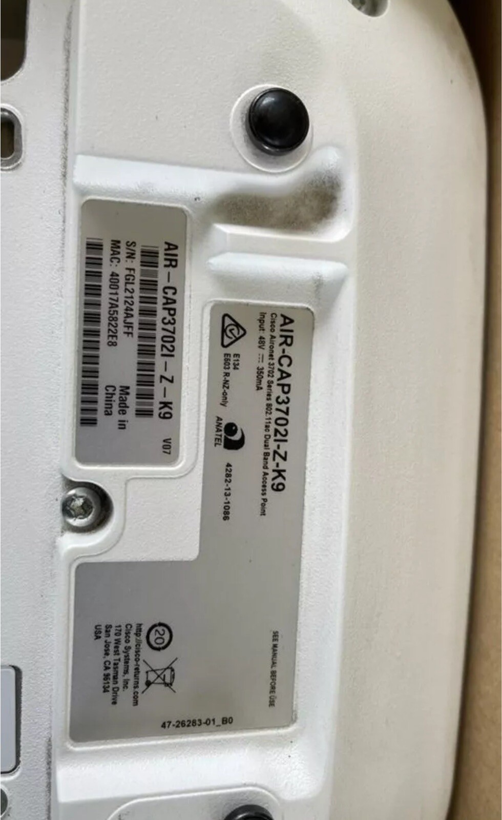 Cisco Aironet 3702i Wireless Access Point AIR-CAP3702I-Z-K9 AP W ...