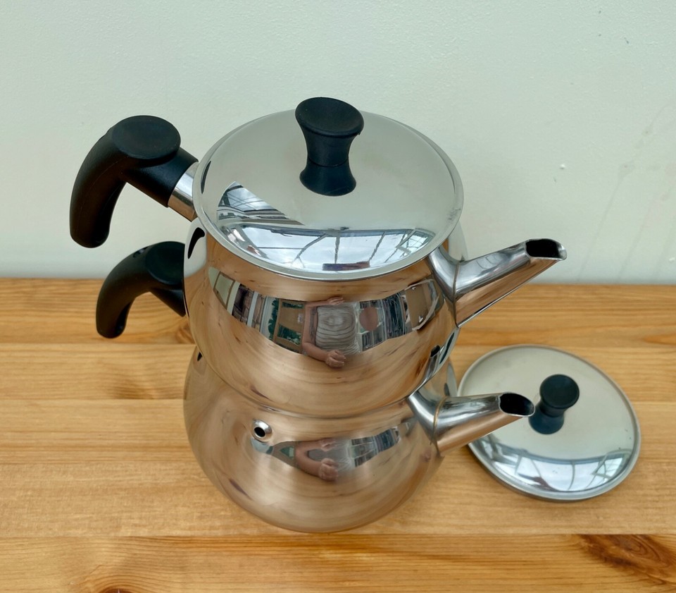 Traditional Teapot Stainless Steel Caydanlik Turkish Double Kettles XS ...