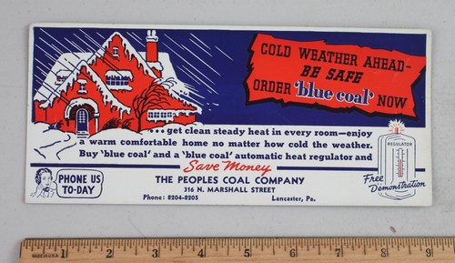 Advertising Ink Blotter Blue Coal Peoples Coal Co. Lancaster ...