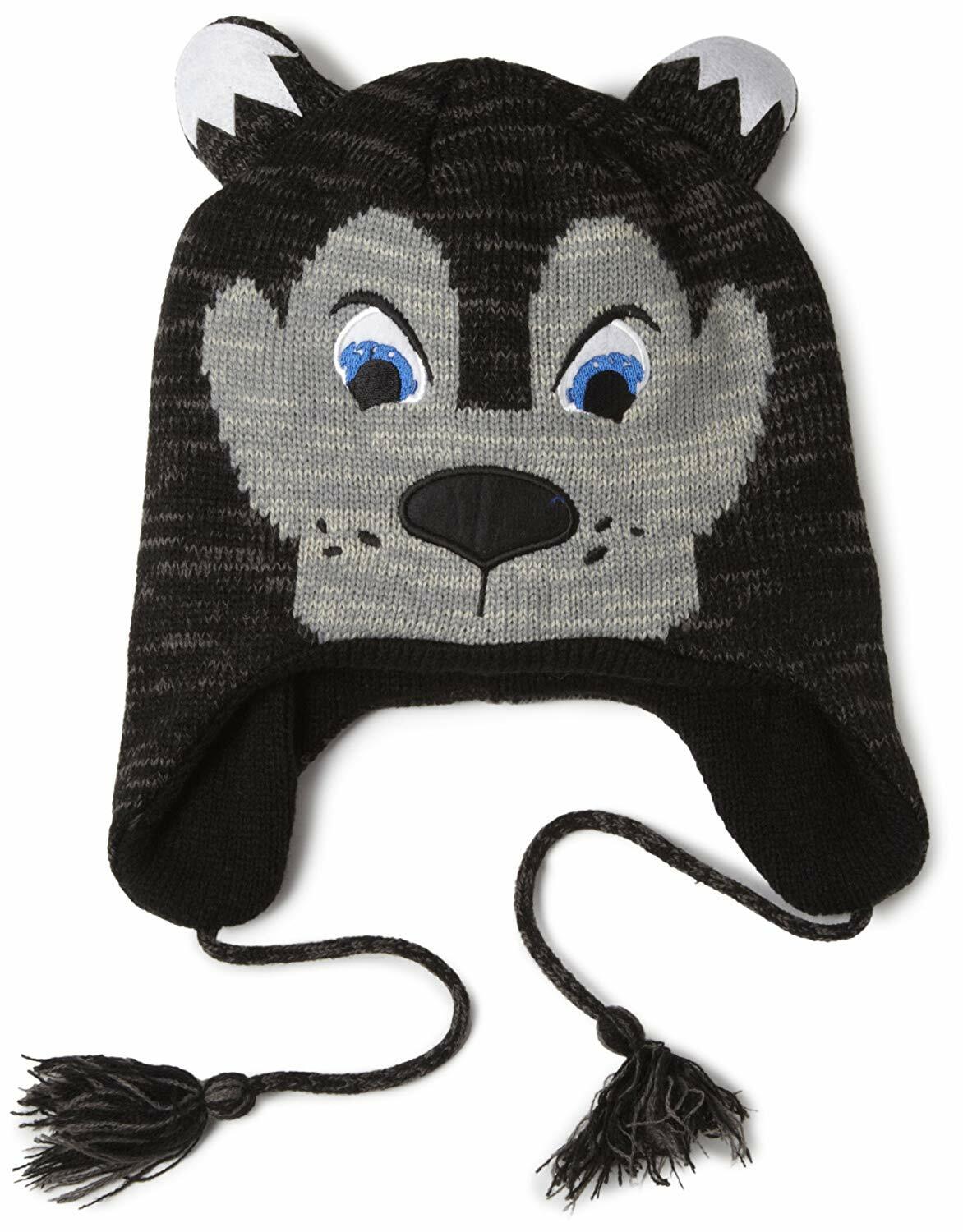 Wolf HAT Dog Husky Laplander Knit Winter Cap Wolves Bioworld Black ...