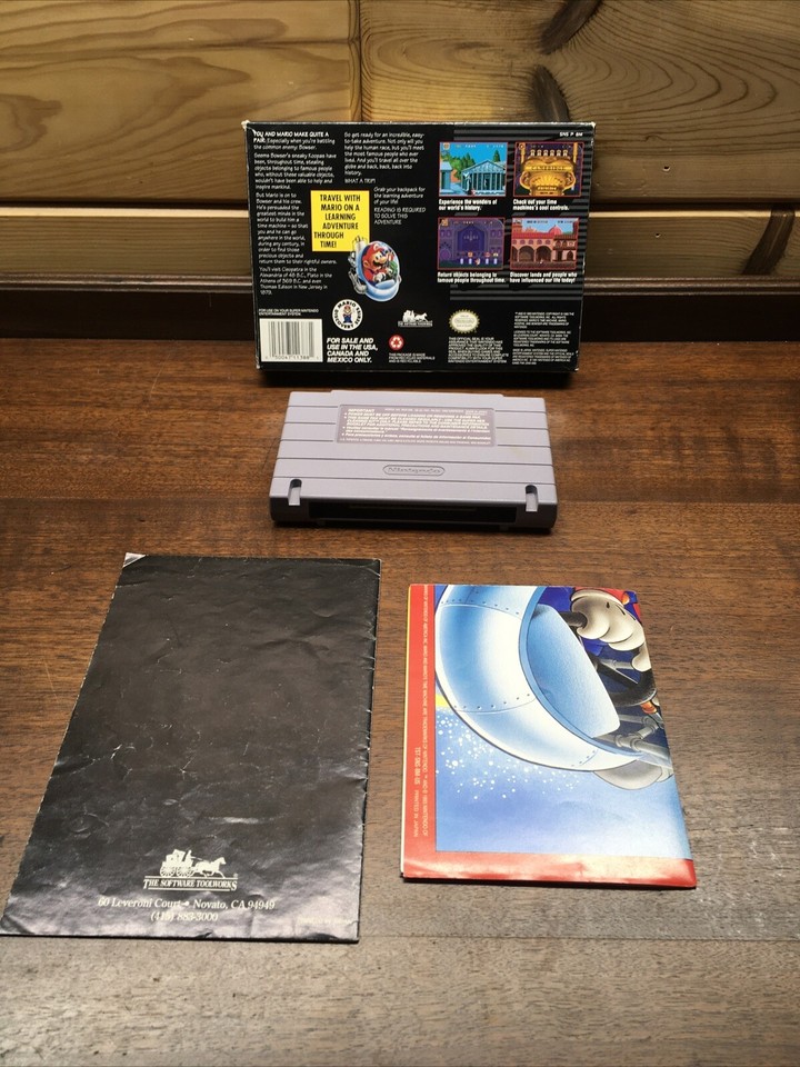 Mario's Time Machine SNES Super Nintendo, 1993 In Original Box w ...