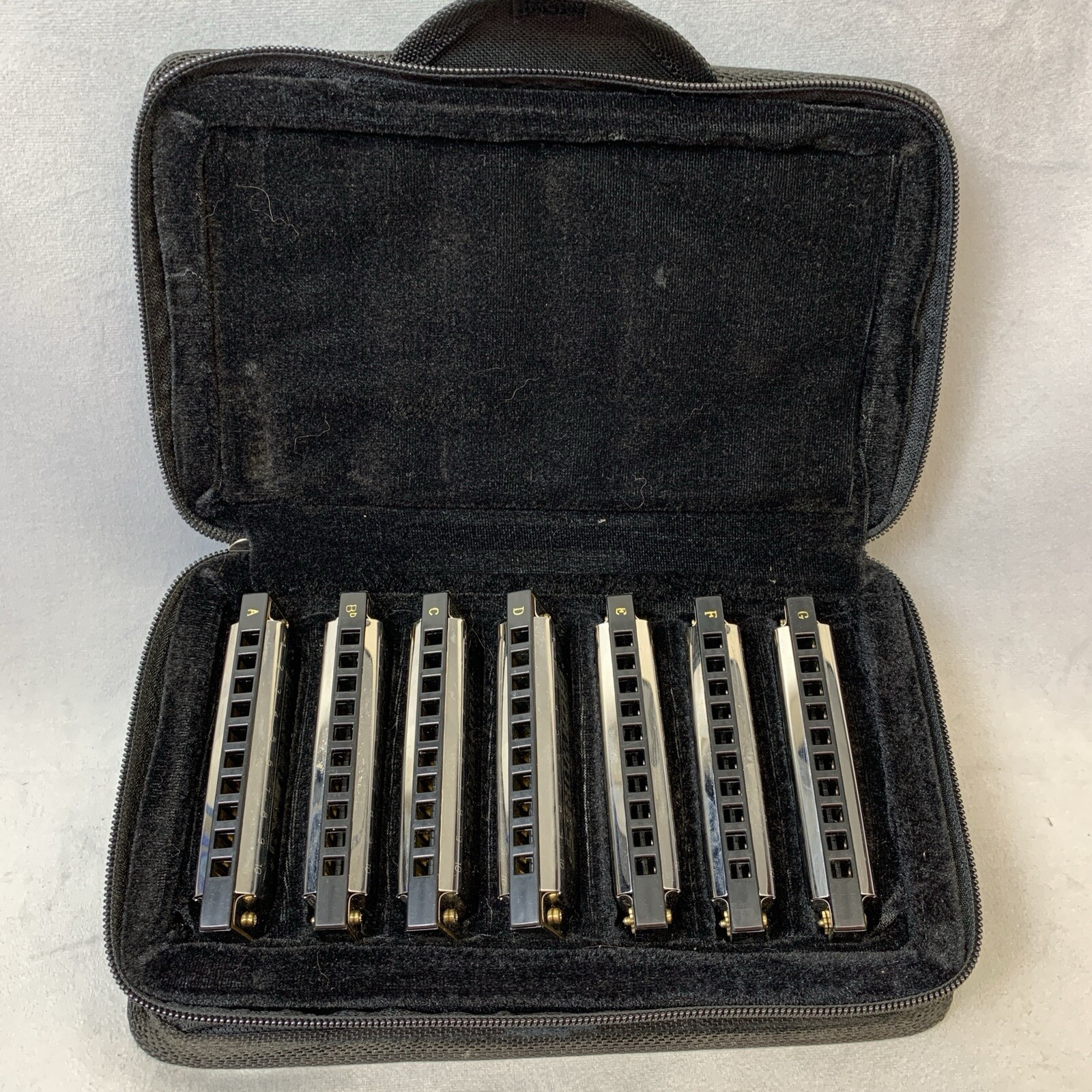 Silver Creek Iron Works Harmonica Set Of 7 A - G Silver & Black With ...