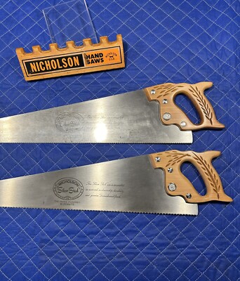 Vintage Nicholson Silver Steel 3 pc Hand Saw Lot w/Rare Store Display ...