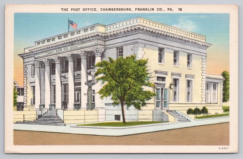 Post Office Franklin Co Chambersburg Pennsylvania PA Linen Postcard ...