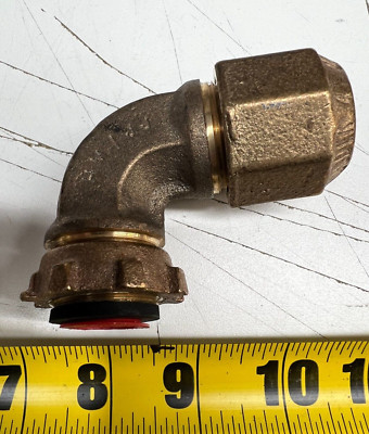3/4" Mueller Quarter Bend Coupling Elbow Lock Nut x Compression Brass H ...